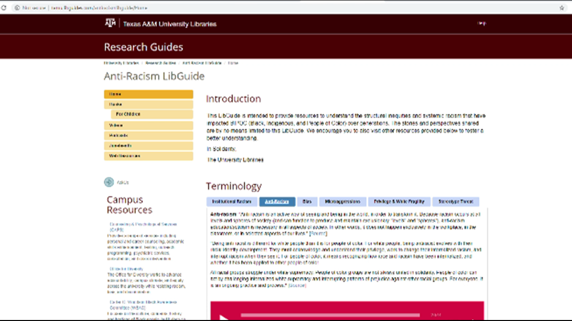 TAMU Libraries form Anti-Racism LibGuide for public use | kagstv.com