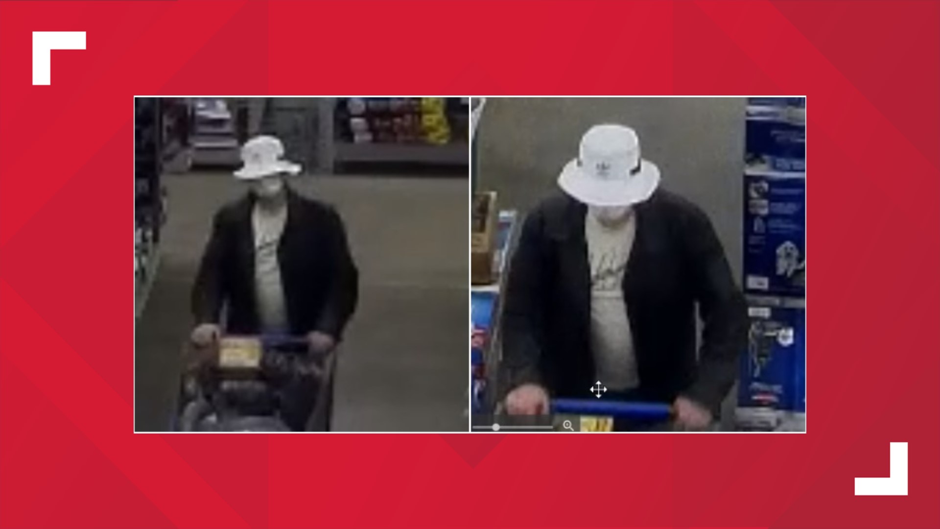 Bucket hat man caught on security camera stealing from Walmart | kagstv.com