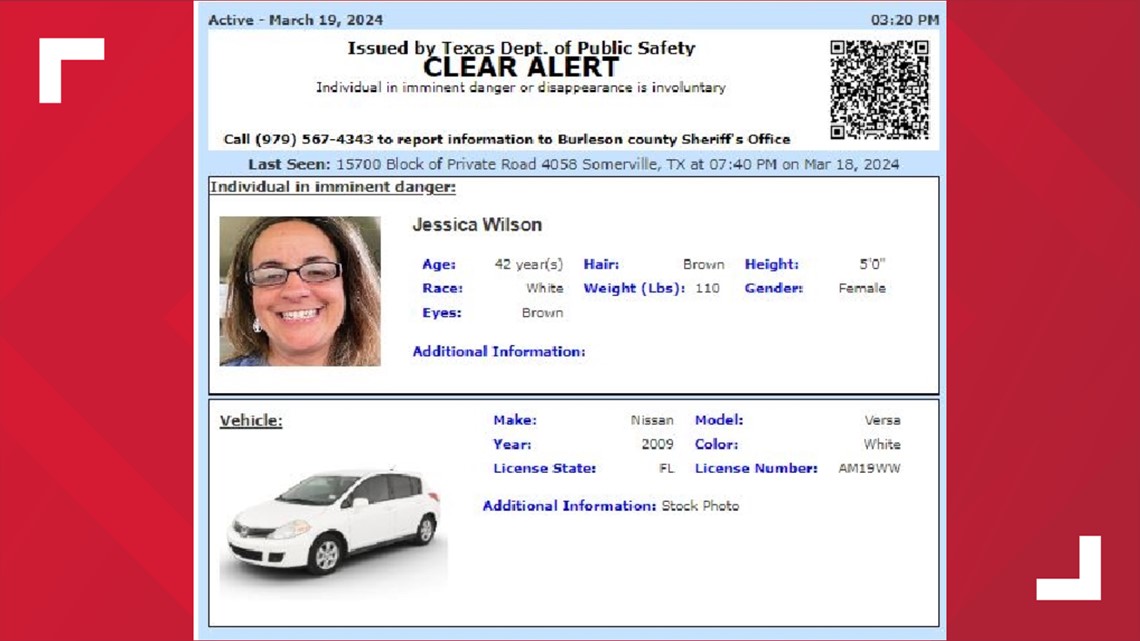 CLEAR Alert cancelled for 42-year-old woman from Somerville, TX ...