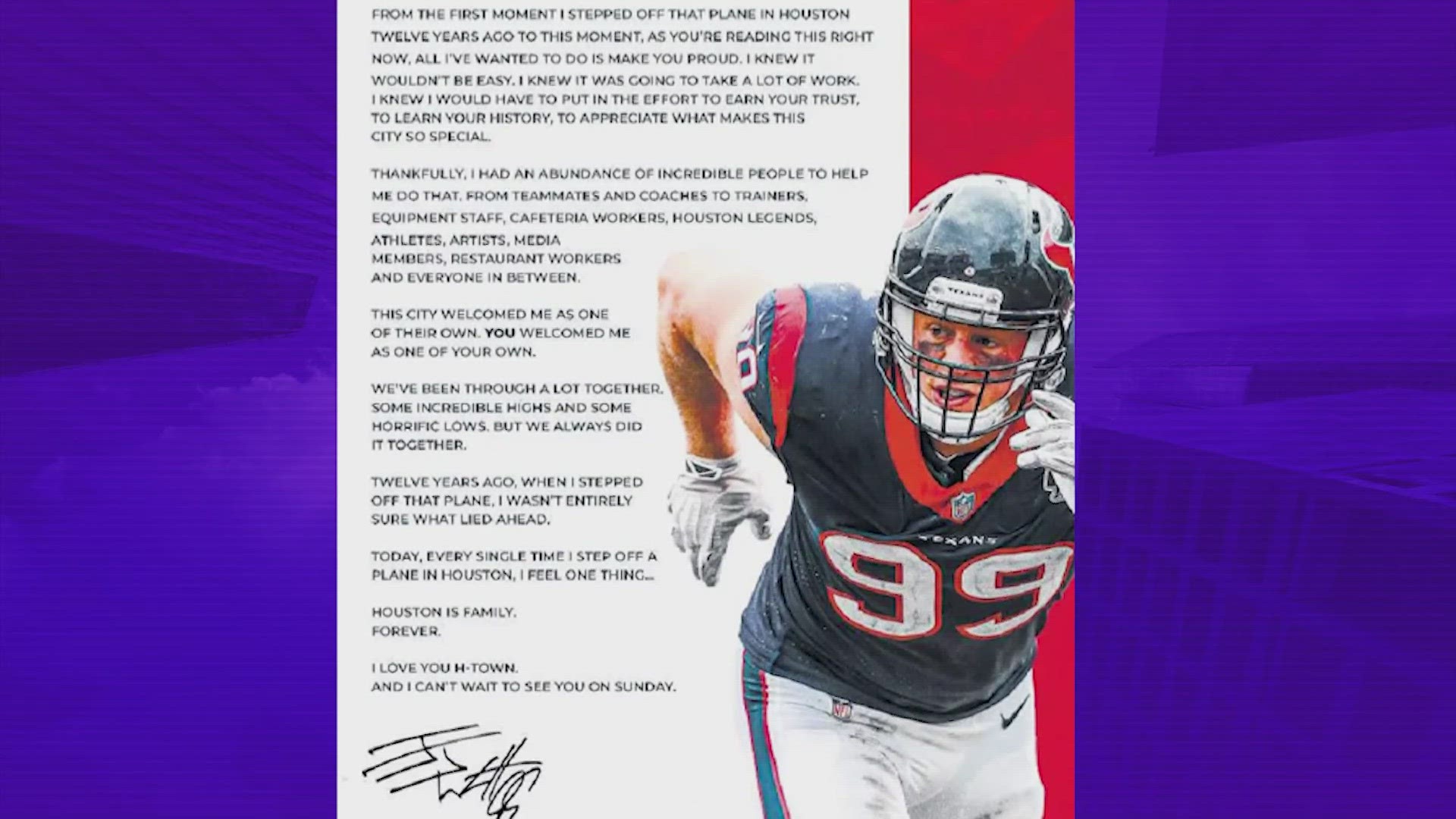 J.J. Watt takes out ad in Houston Chronicle thanking fans | kagstv.com