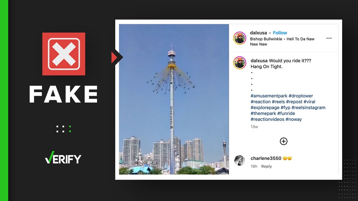 Fake viral video of Gyro Drop amusement park ride | kagstv.com