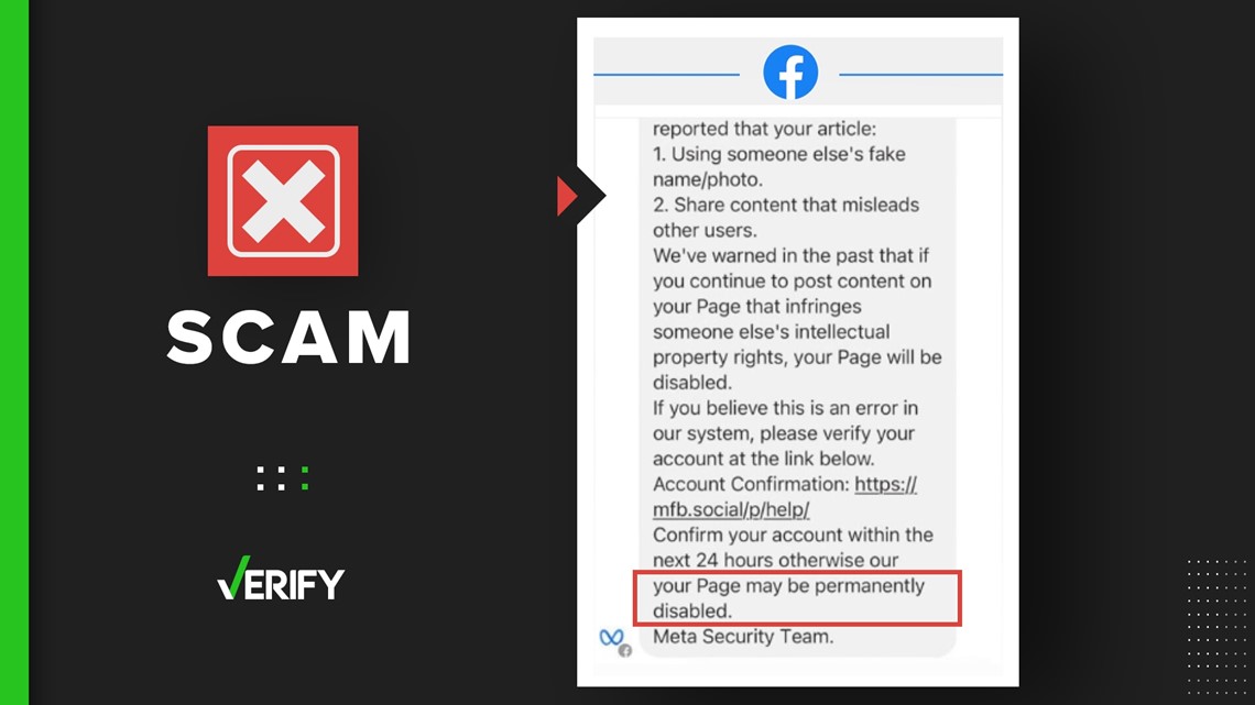 Fake Facebook disabled account message is a phishing scam | kagstv.com